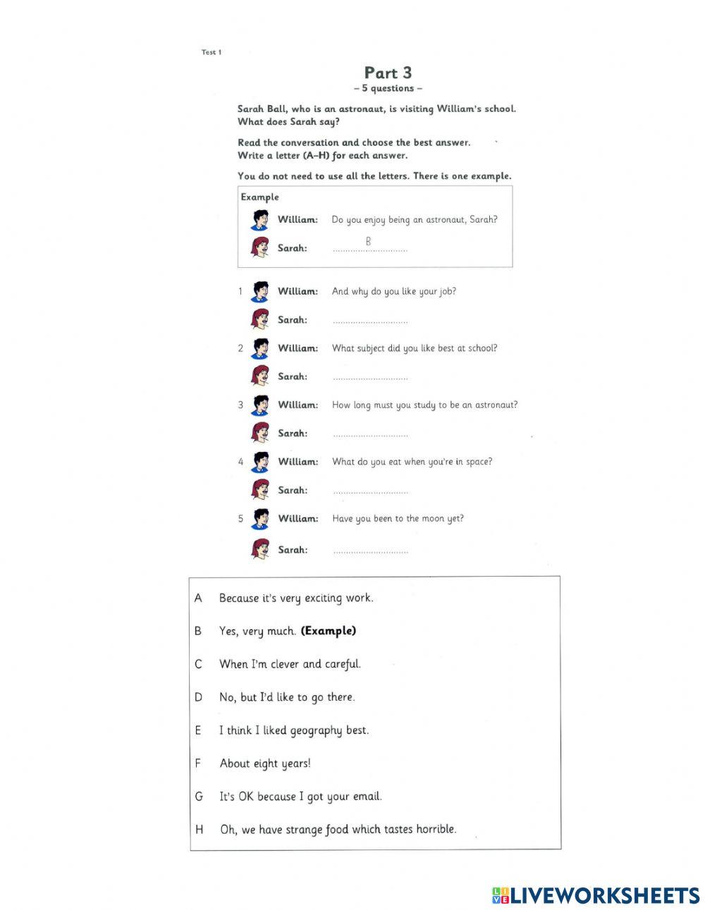 FLYERS 8 TEST 1… | Free Interactive Worksheets | 4275863