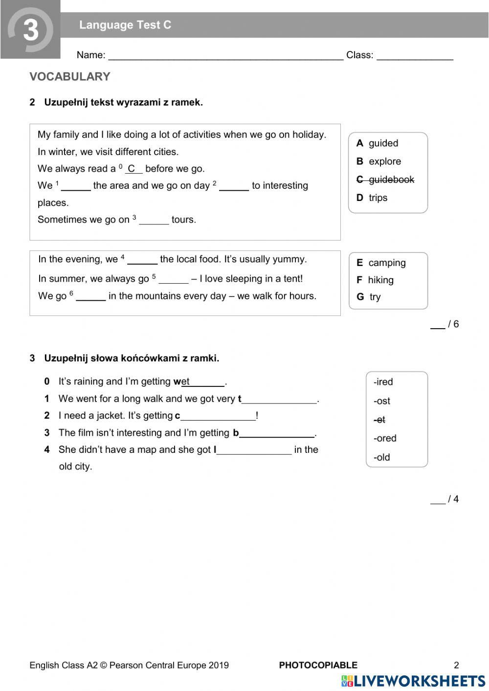 klasa 6 unit 3 C 5270457 | AnnaKaczmar | Live Worksheets