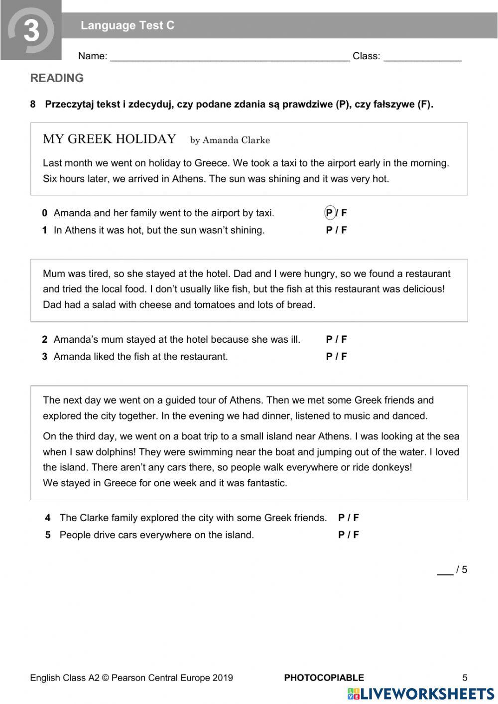 klasa 6 unit 3 C 5270457 | AnnaKaczmar | Live Worksheets