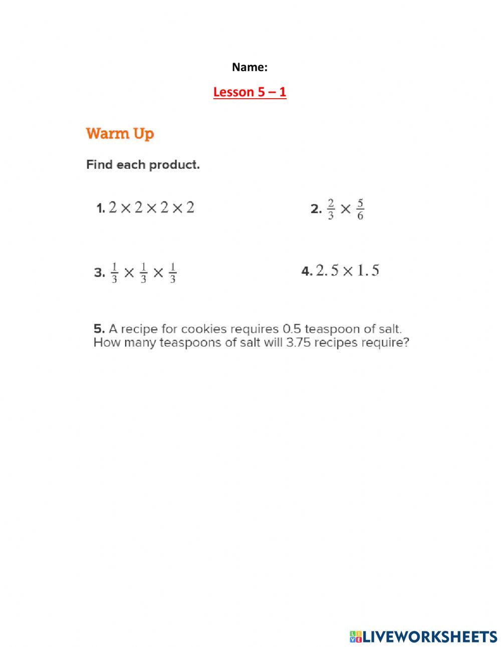 5-1 online exercise for | Live Worksheets