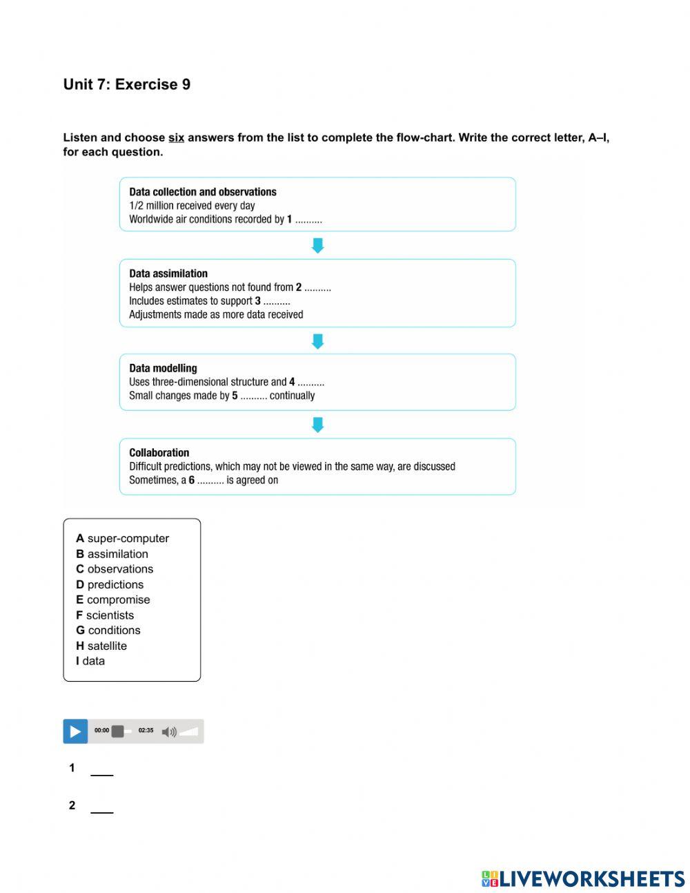 Mindset 3 - Listening Skills Modules - Unit 7 Ex9 worksheet | Live Worksheets