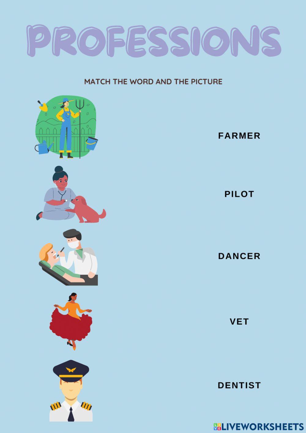 Professions 1-2 Primary worksheet | Live Worksheets