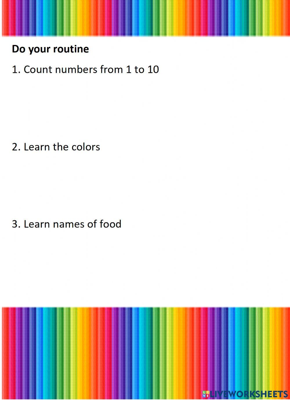 Daily Routine online exercise for preschool | Live Worksheets