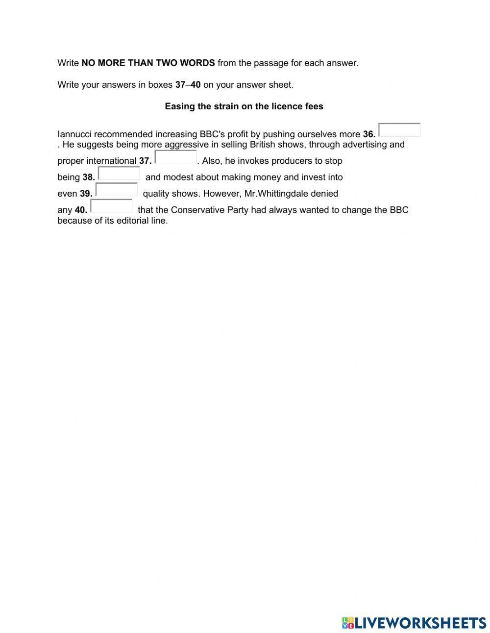 Britain needs strong TV show worksheet | Live Worksheets