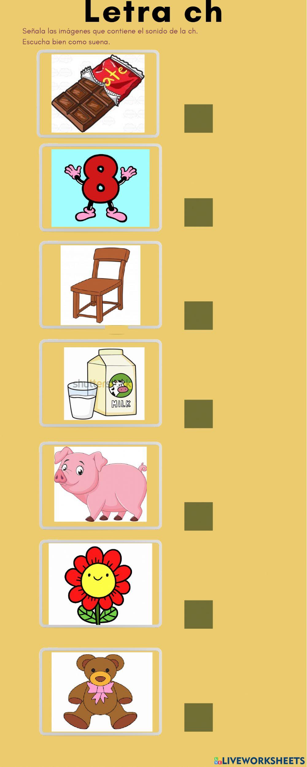 Letra ch online activity for segundo | Live Worksheets