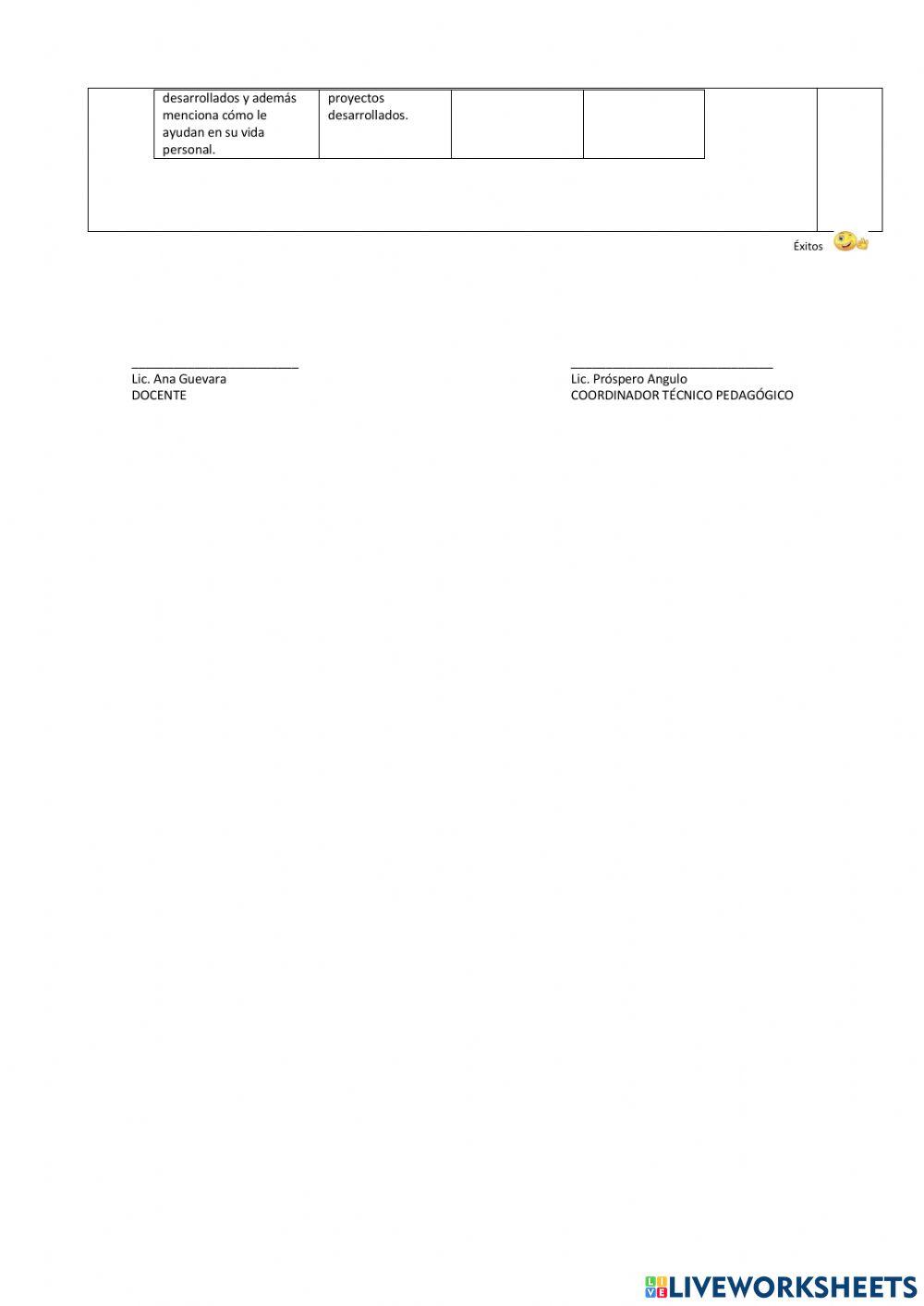 Evaluación | Free Interactive Worksheets | 1810866
