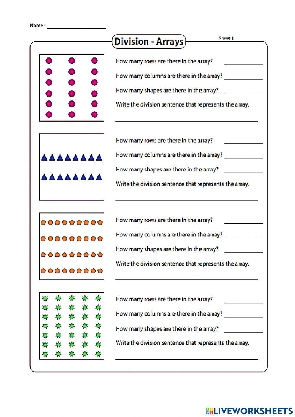 Arrays | Free Interactive Worksheets | 2018884