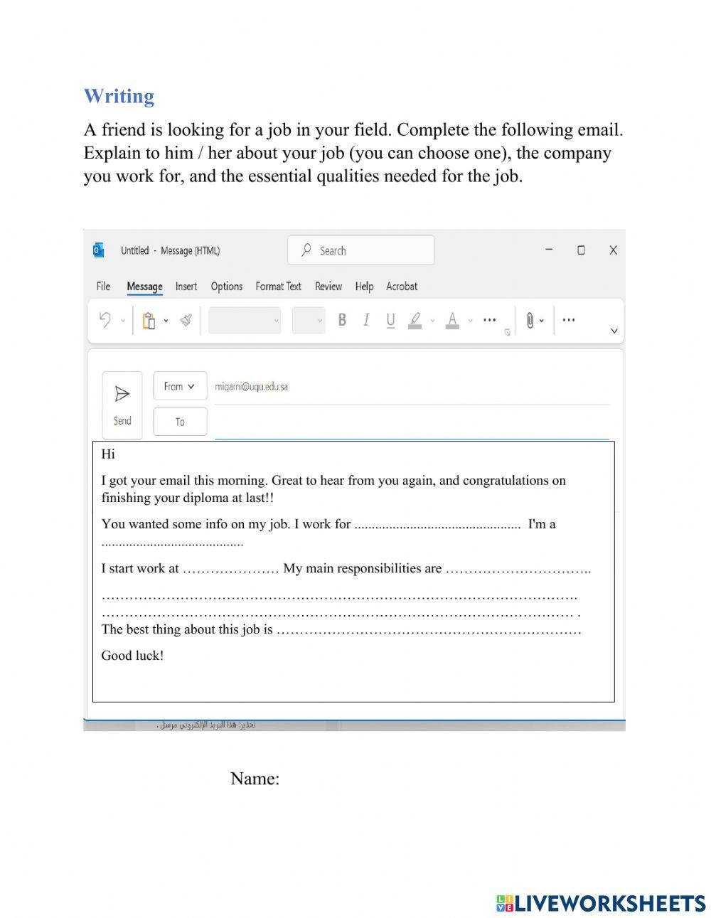 Commerce 1 Unit 1 Writing worksheet | Live Worksheets