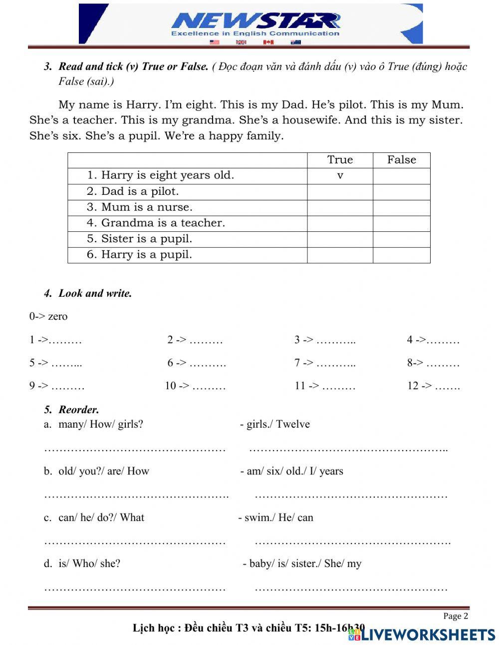Hw .Reading 1811213 | thuongngan123 | Live Worksheets