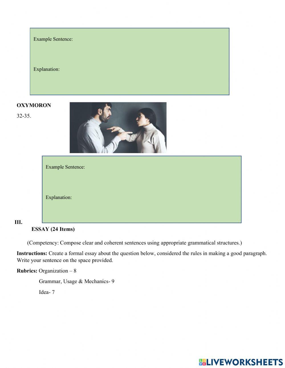 2nd Quarter Examination English 7 worksheet | Live Worksheets