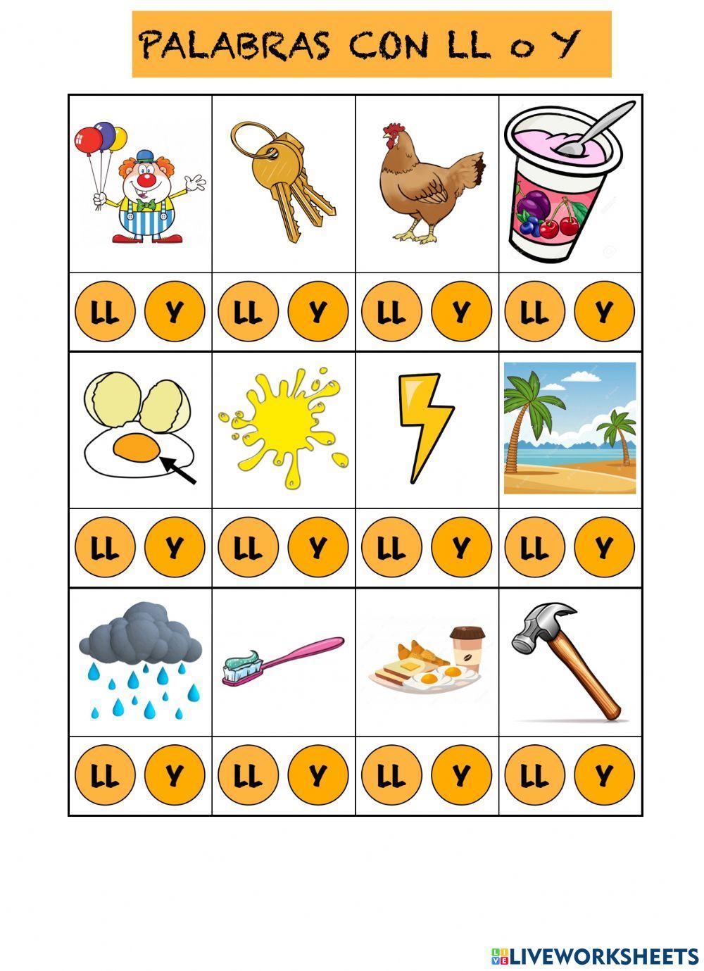 Palabras con ll… | Free Interactive Worksheets | 1811398