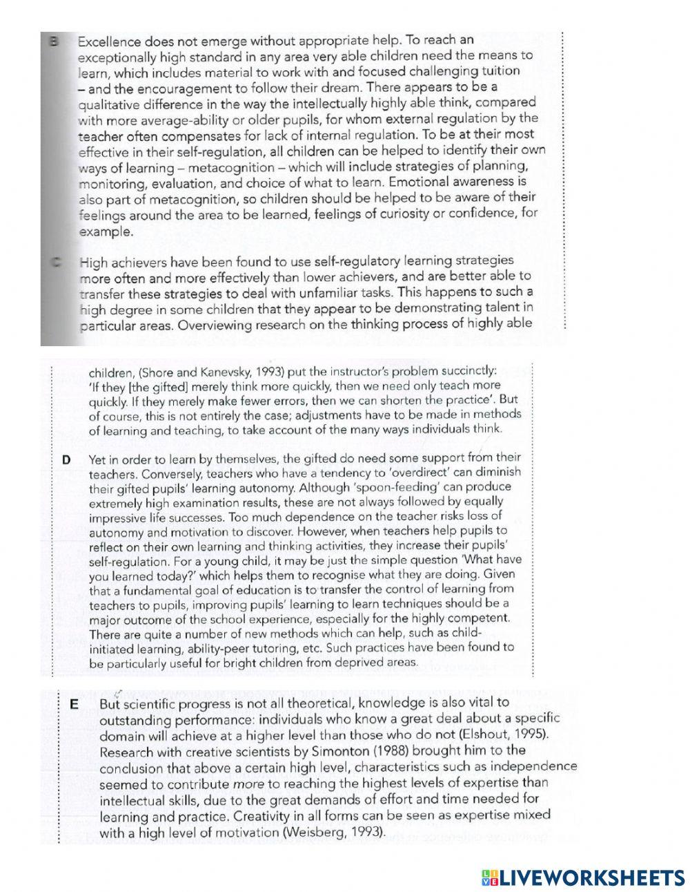 Reading Test 1 (A) worksheet | Live Worksheets