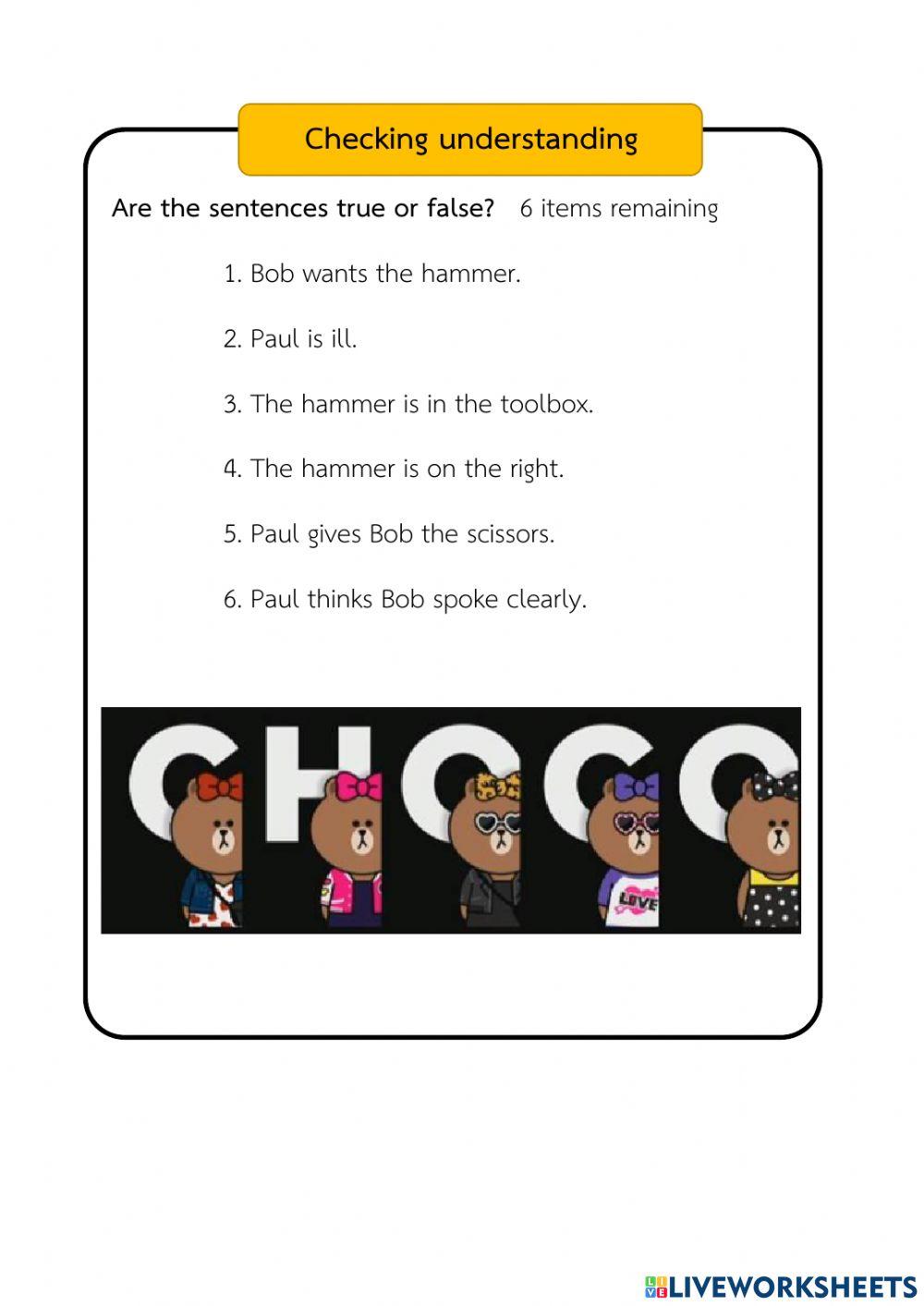 Checking understanding1 worksheet | Live Worksheets