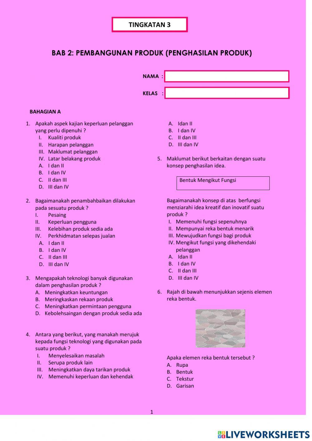 2686767 | RBT TINGKATAN 3 BAB 2 PENGHASILAN PRODUK