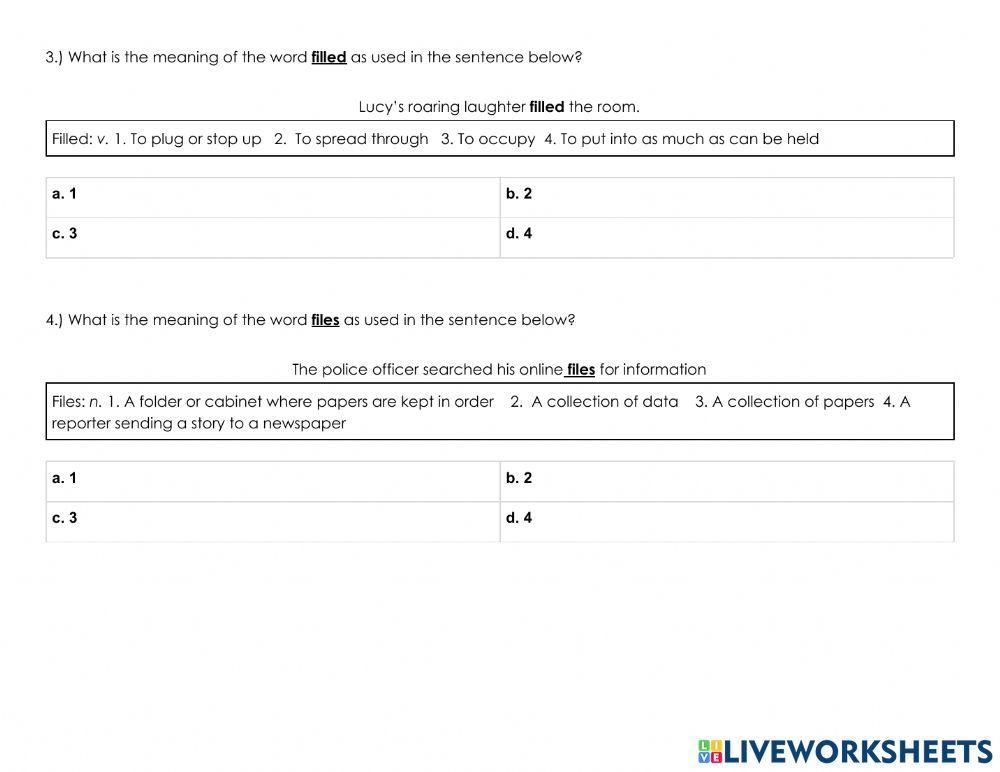 Homework 1-20-22 worksheet | Live Worksheets