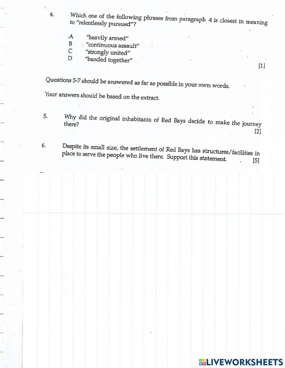 Reading Comprehension online exercise for Secondary | Live Worksheets