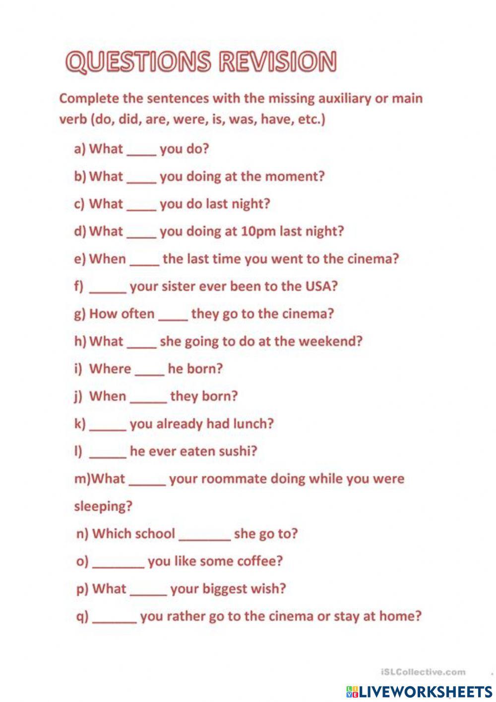 Complete the sentence interactive activity for 10 | Live Worksheets