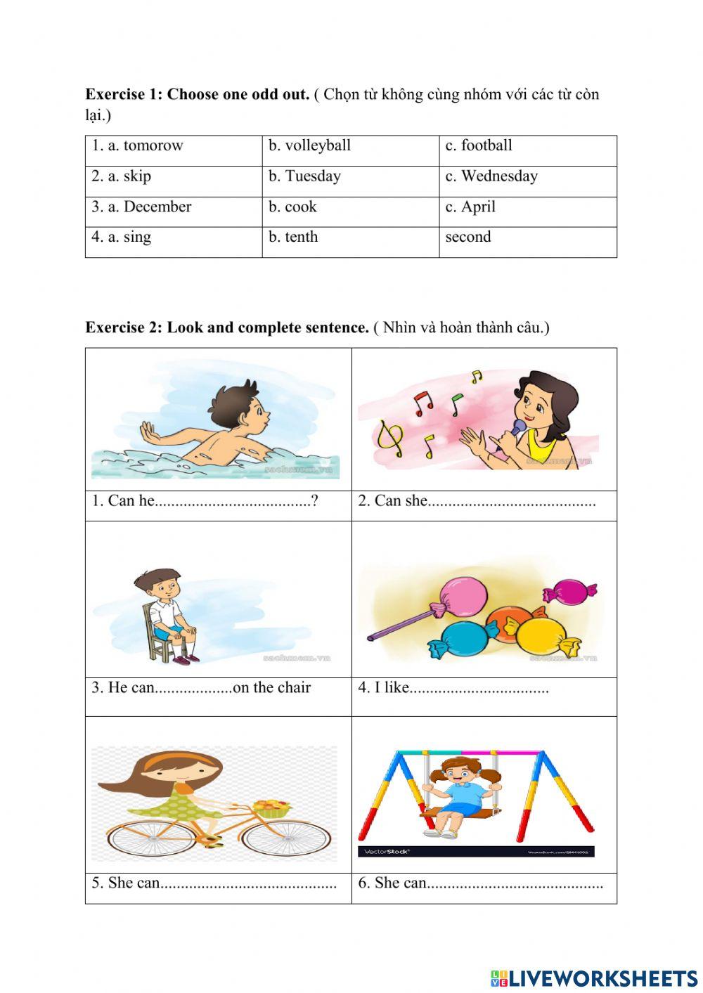 Tiéng Anh lớp 5 interactive exercise for grade 5 | Live Worksheets