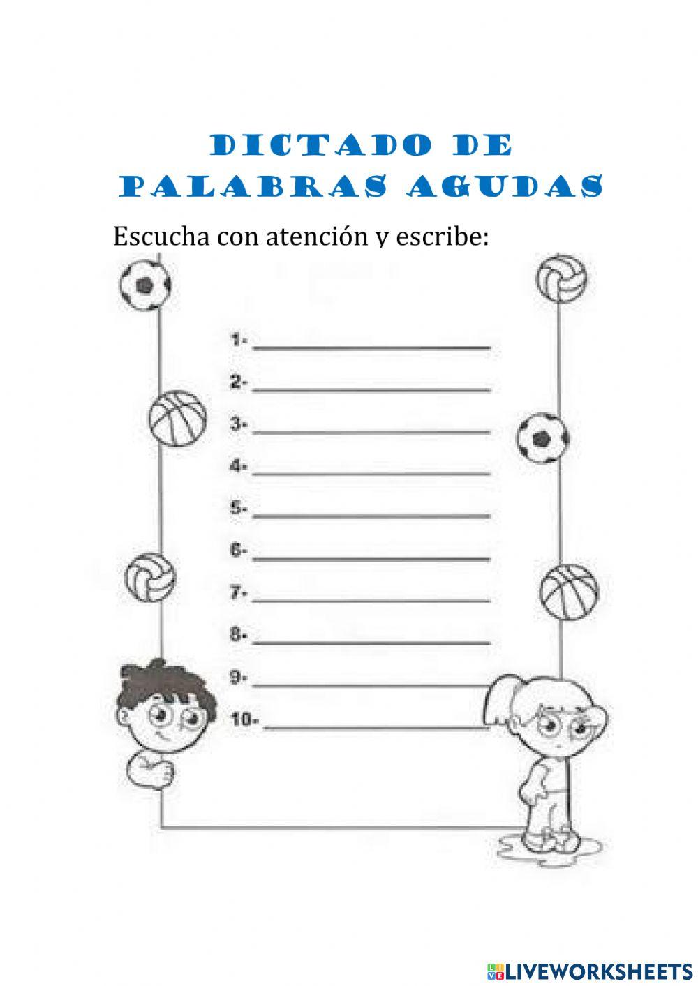 Palabras Agudas! worksheet | Live Worksheets