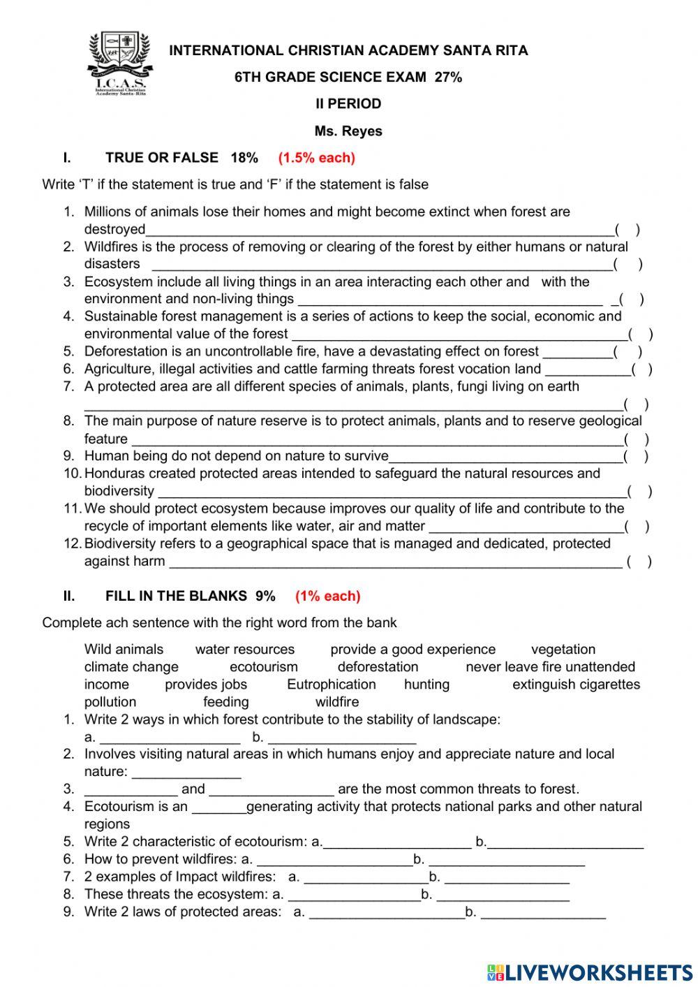 Forest interactive exercise | Live Worksheets