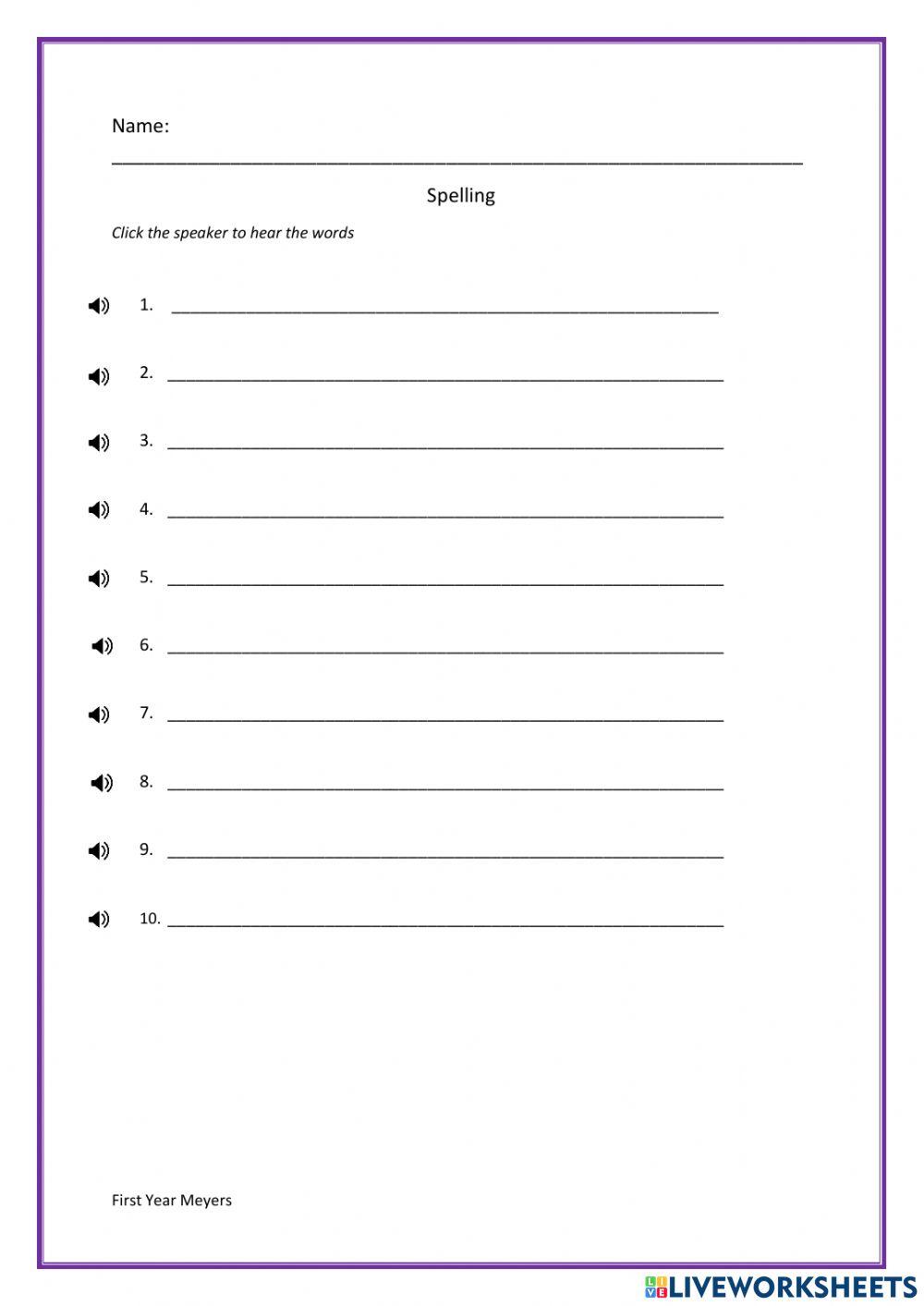 Spelling Test -1 online exercise for | Live Worksheets