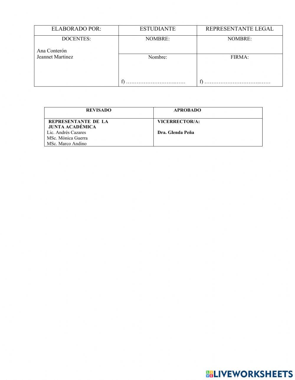 Quimester evaluation worksheet | Live Worksheets