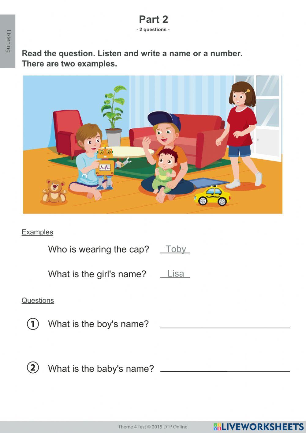 Listening Test theme 4 interactive worksheet | Live Worksheets