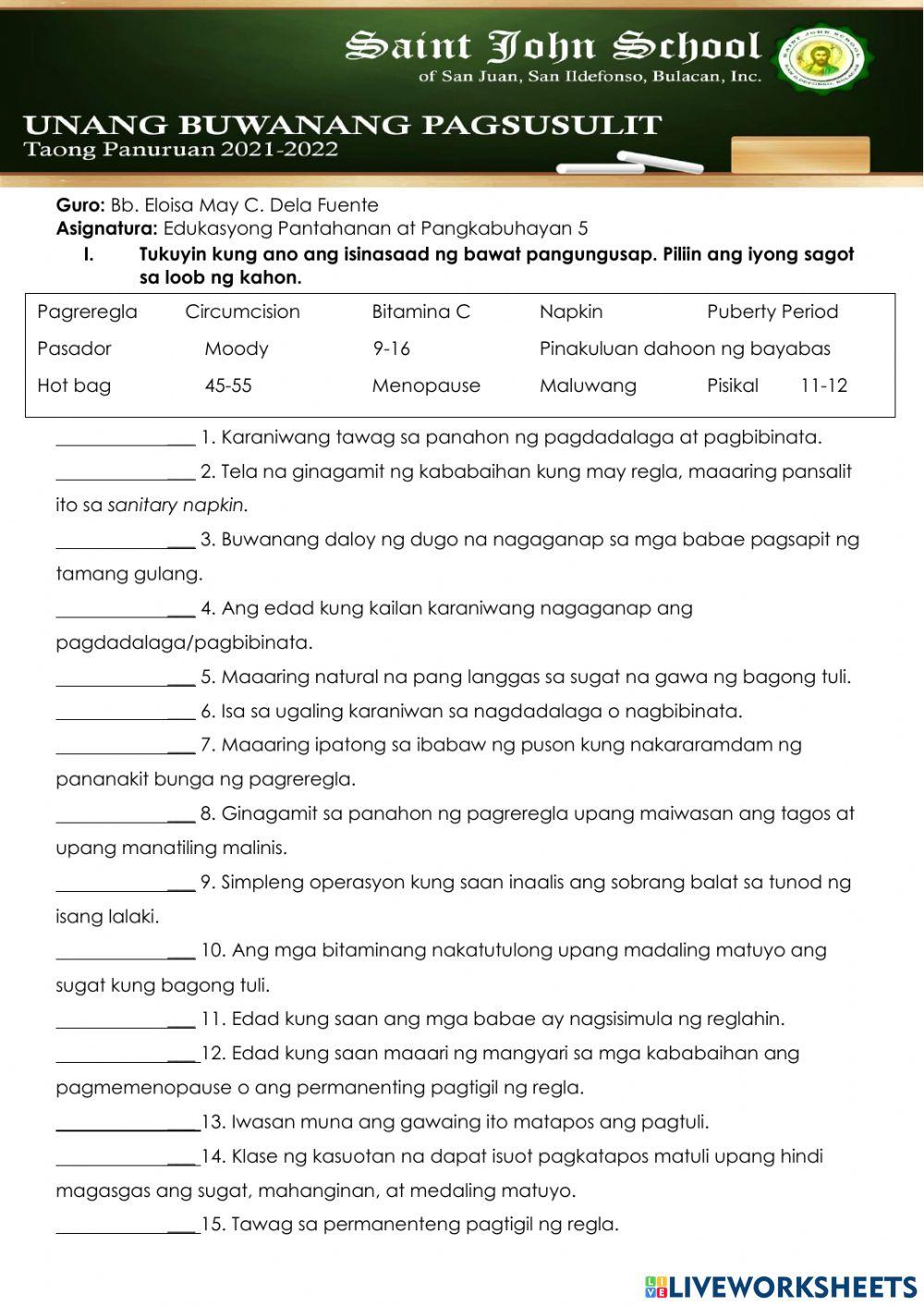 EPP 5 (JAN 2022) 6816202 | Teachereloi27 | Live