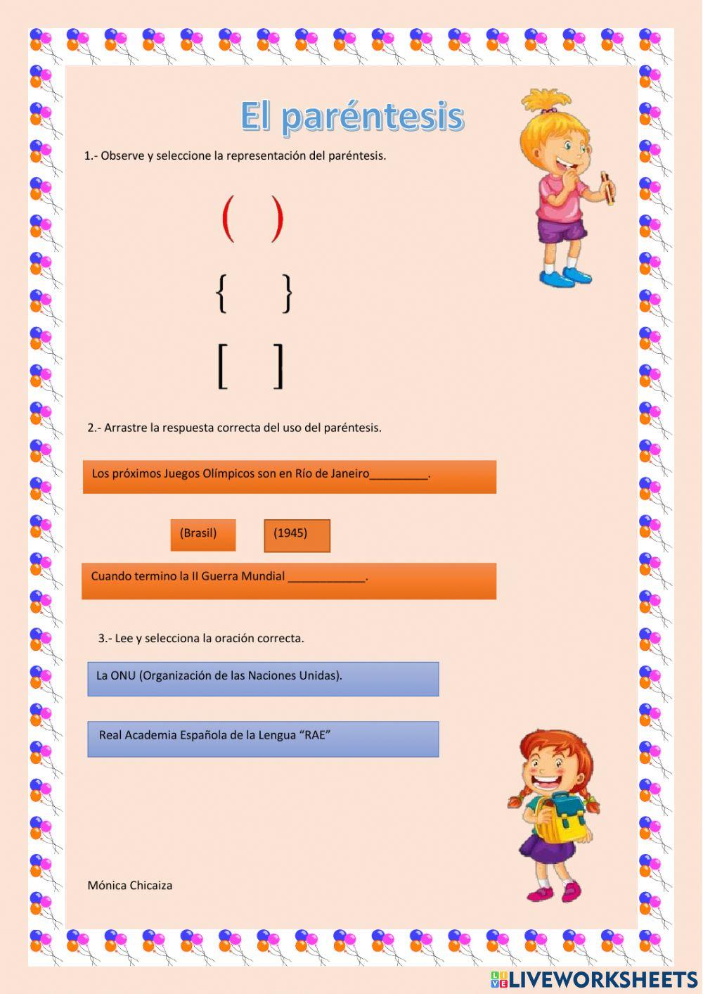 Parentesis exercise | Live Worksheets