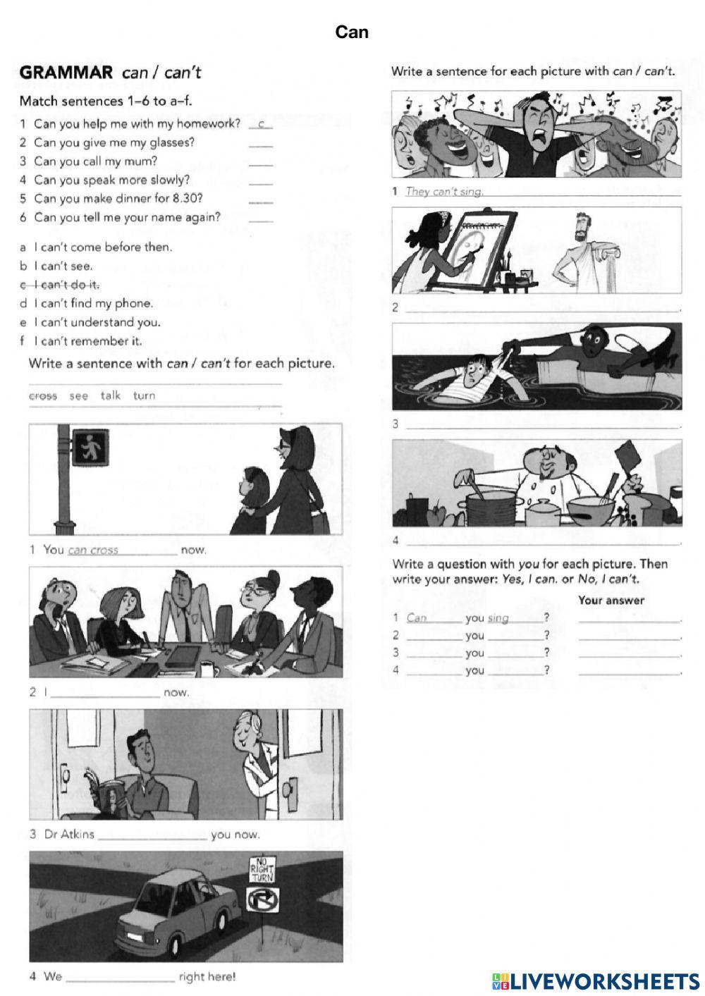 Grammar A2 Can | Free Interactive Worksheets | 3531915