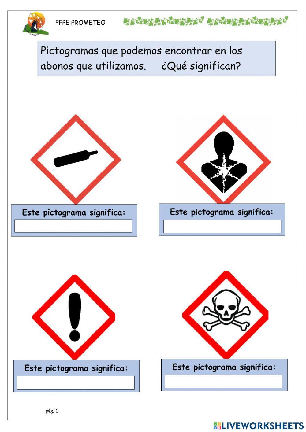 Pictogramas químicos | PFPE_Prometeo | Live Worksheets