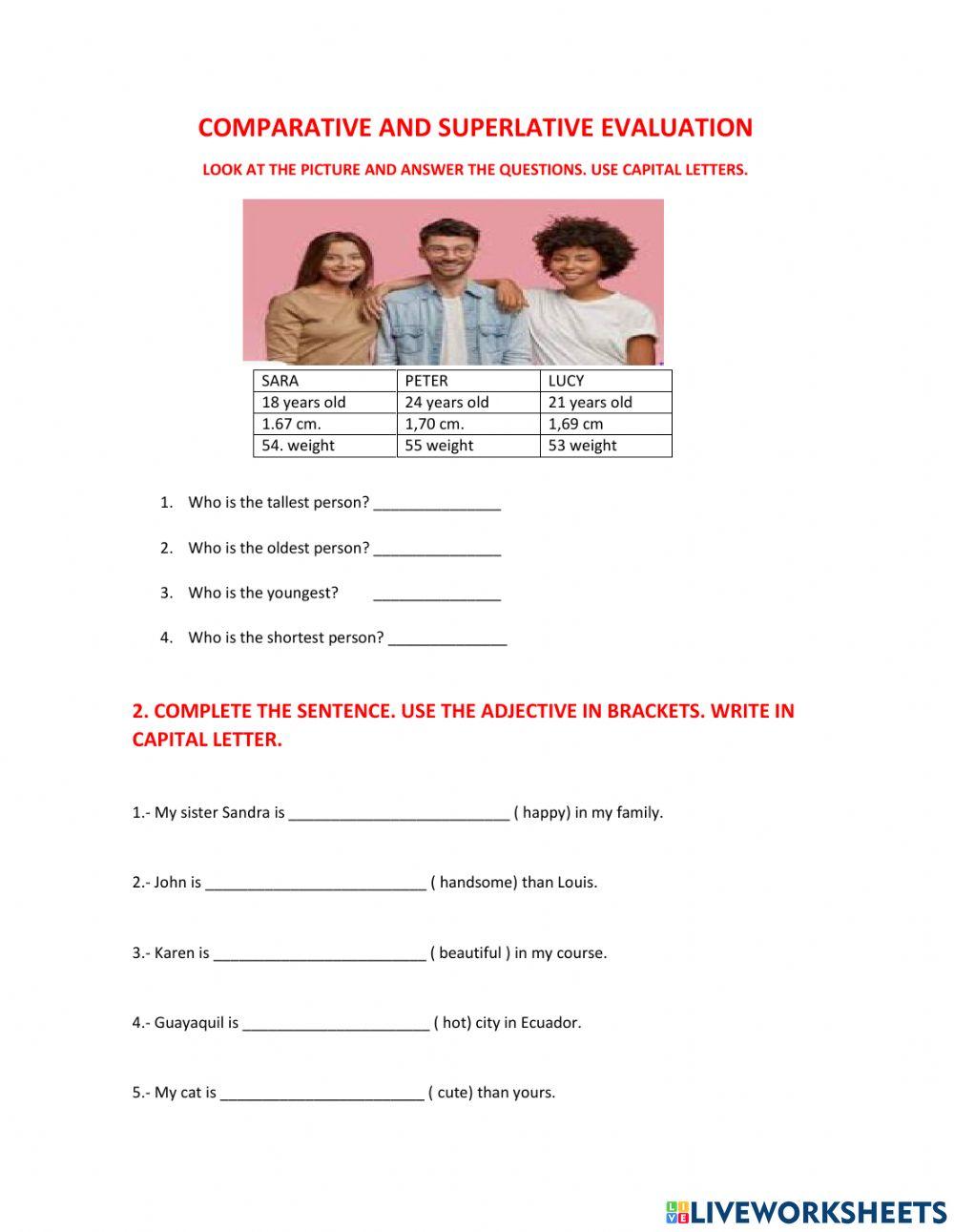 Comparative and superlative kv worksheet | Live Worksheets