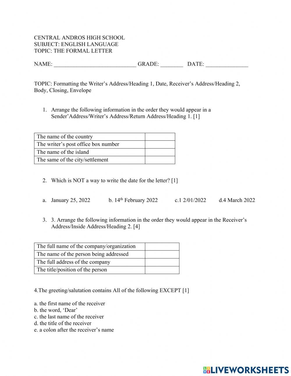 The parts of the Formal-Business Letter:Formatting
