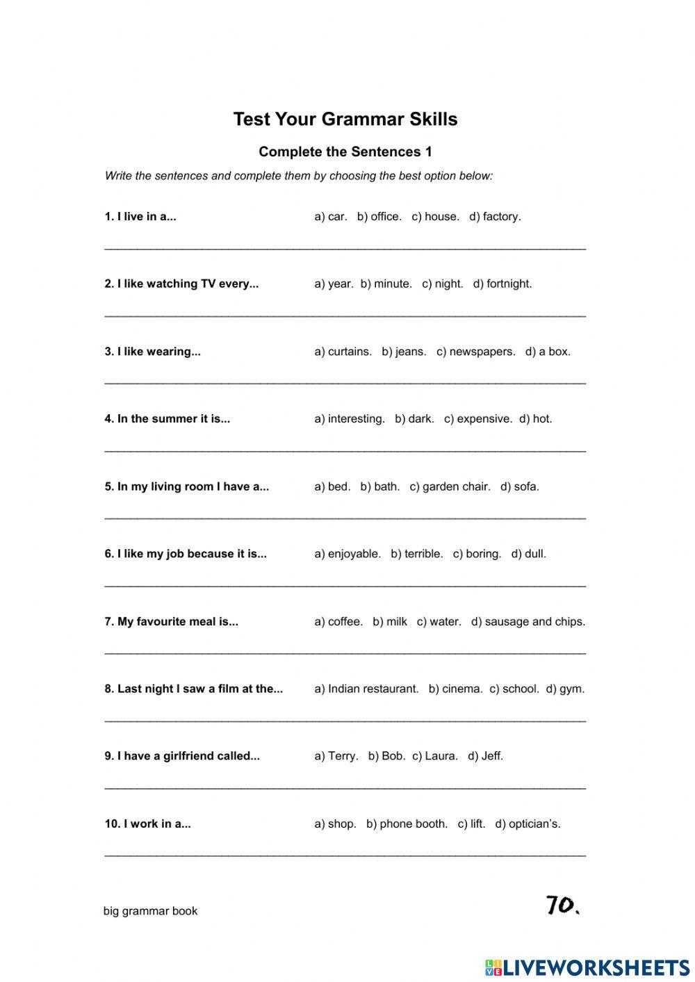 Basic English 72 - 86 worksheet | Live Worksheets