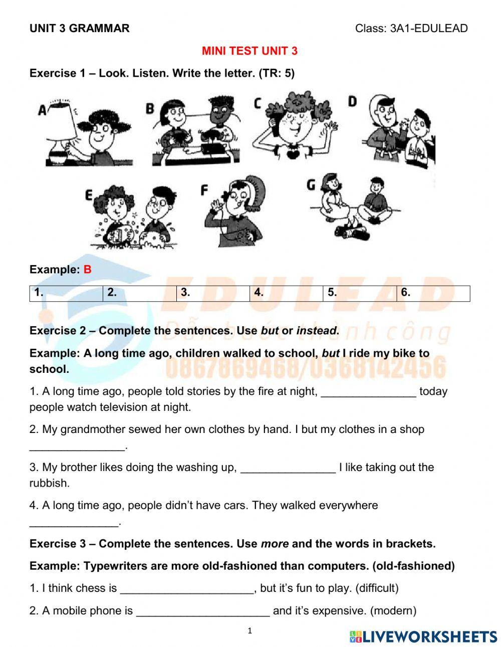 UNIT 3- TEST 6816540 | ngoctu3108 | Live Worksheets