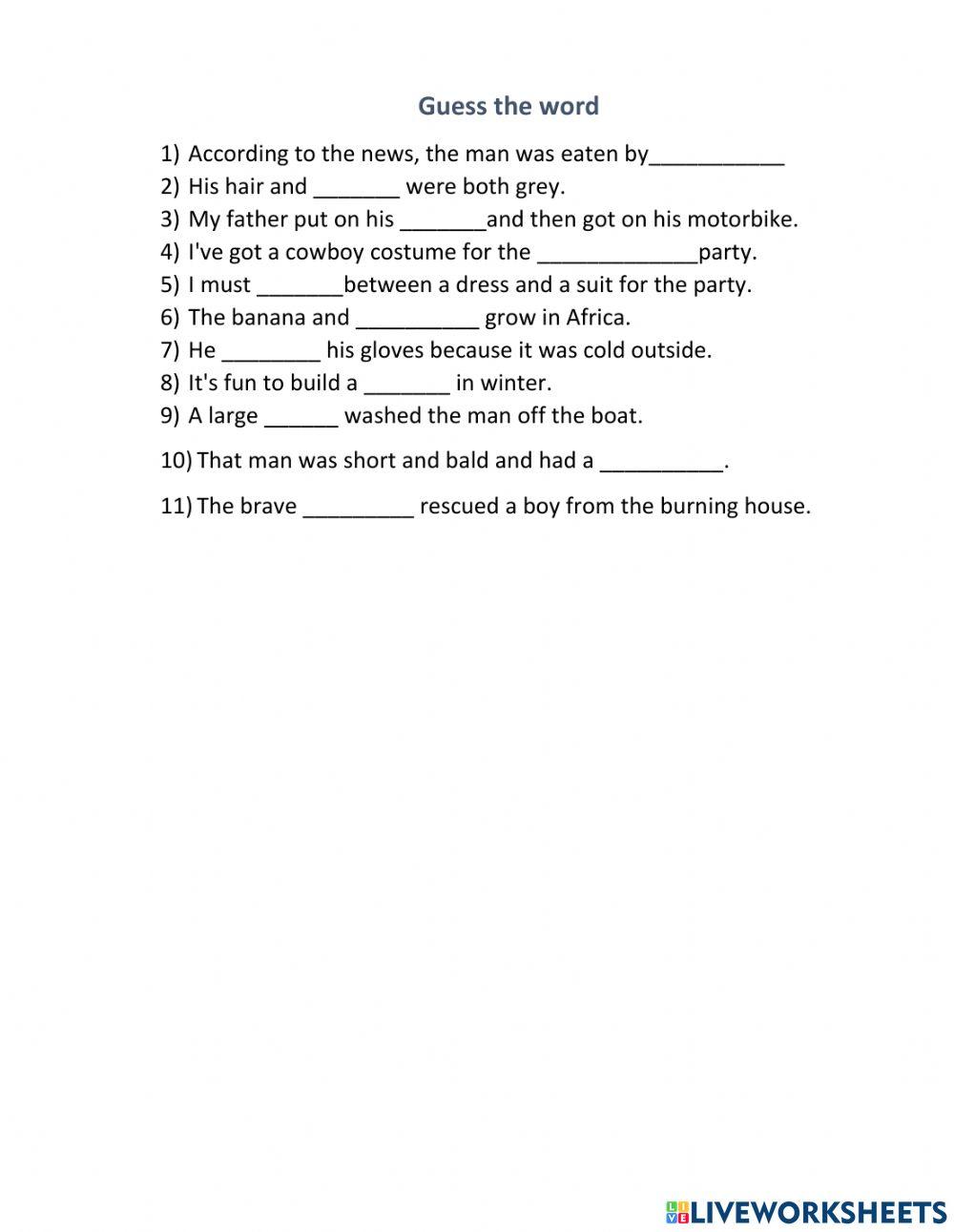 Practice new words3 worksheet | Live Worksheets