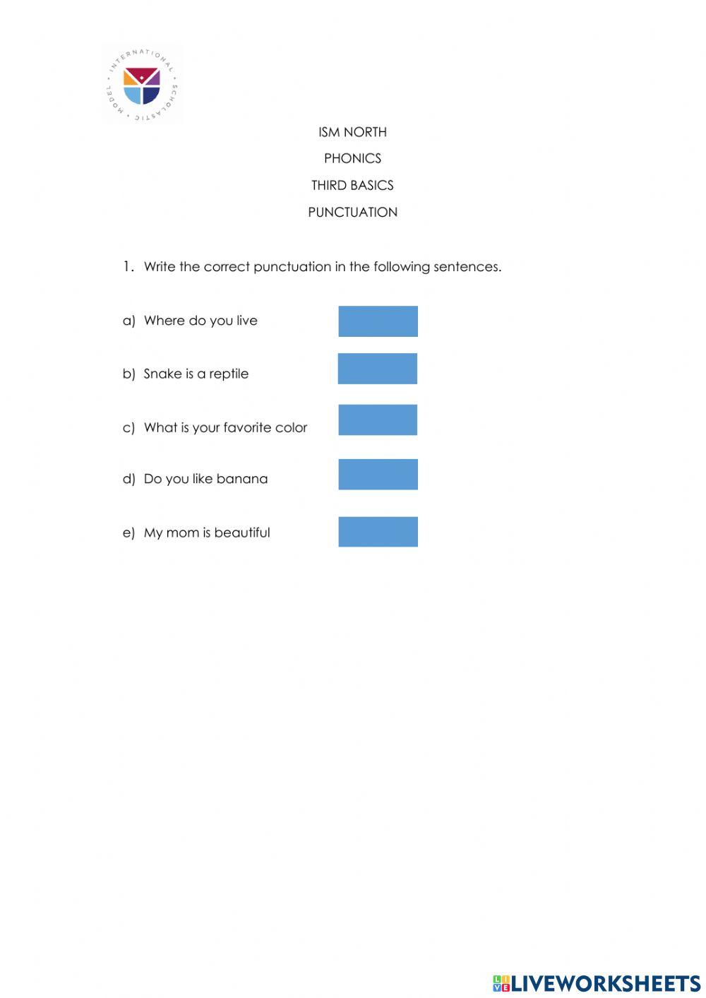 Punctuation 1815264 | Erika Tapia | Live Worksheets