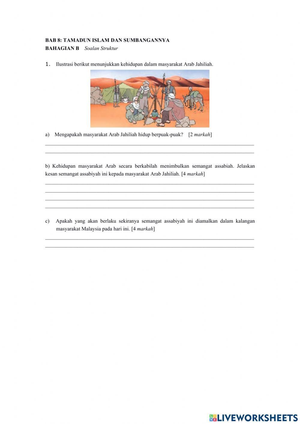 Bab 8: Tamadun Islam dan Sumbangannya interactive worksheet | Live ...