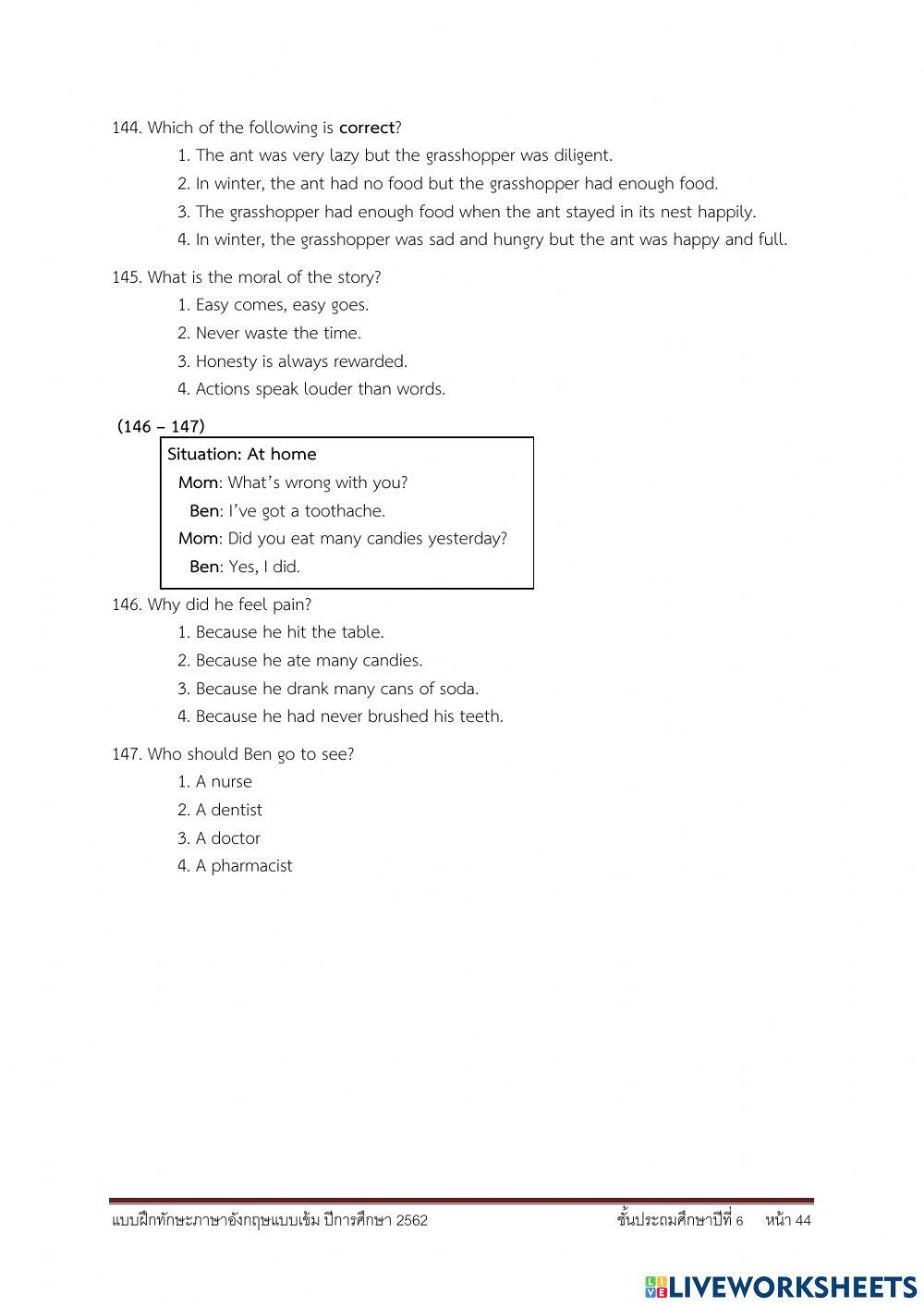 ONET P.6 Prepar… | Free Interactive Worksheets | 1815947