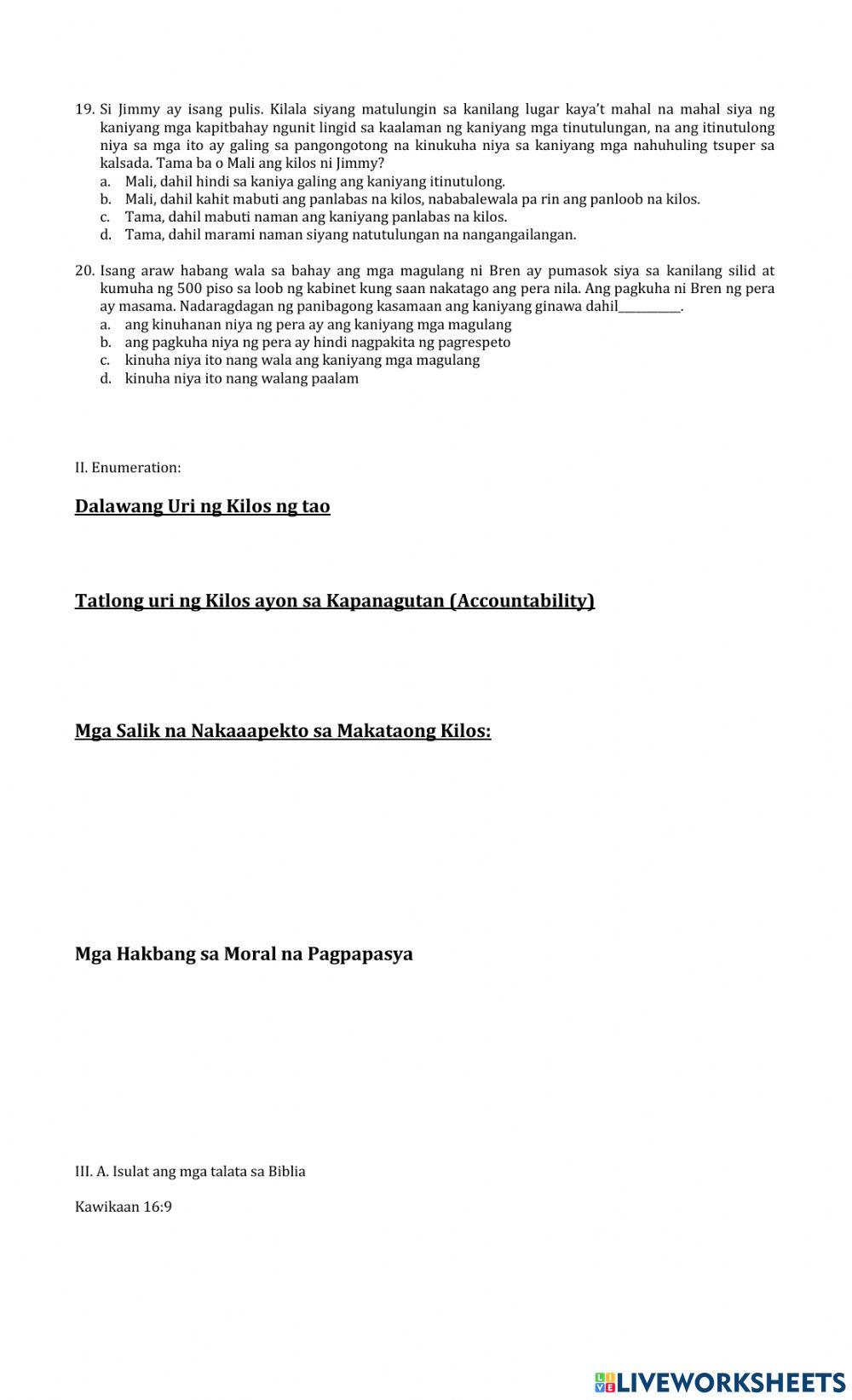 2nd Periodical Exam.ESP 10 edited | Raquel Camantigue