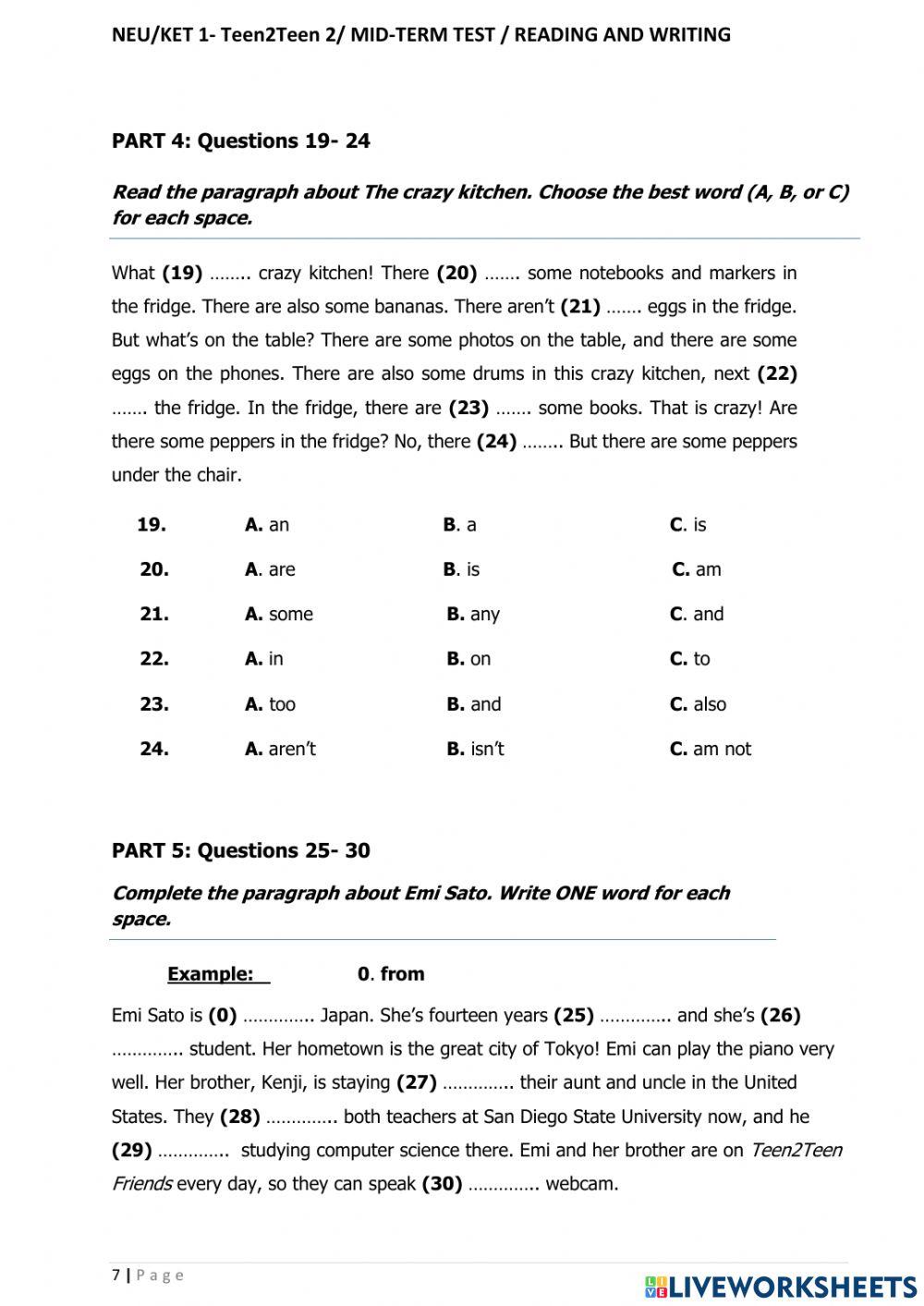 Ket 2 midterm read and write 1816322 | monpetiami