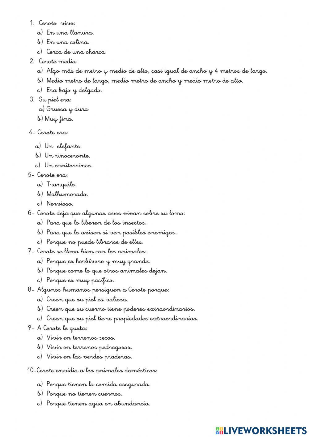 Cerote worksheet | Live Worksheets