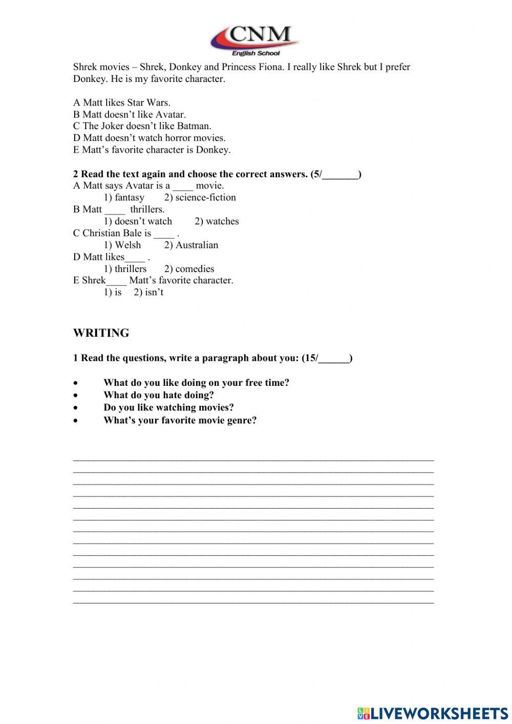 Insta English Starter - UN 7 online exercise for | Live Worksheets