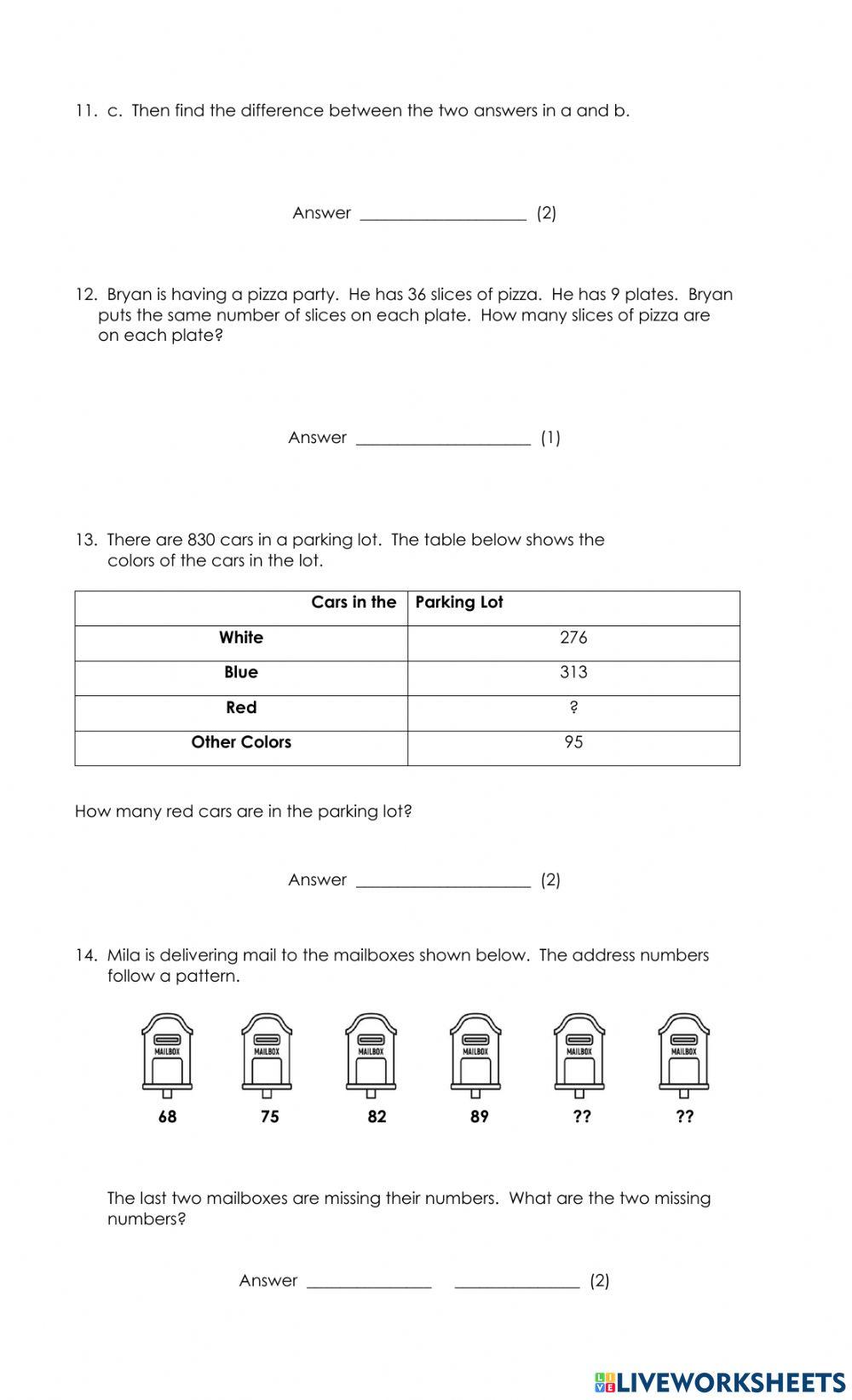 Mathematics- Application Assessment January 2022 online exercise for ...
