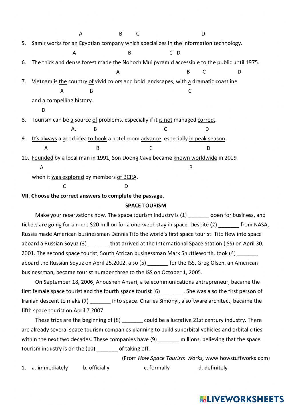 Test for unit 8 interactive worksheet | Live Worksheets