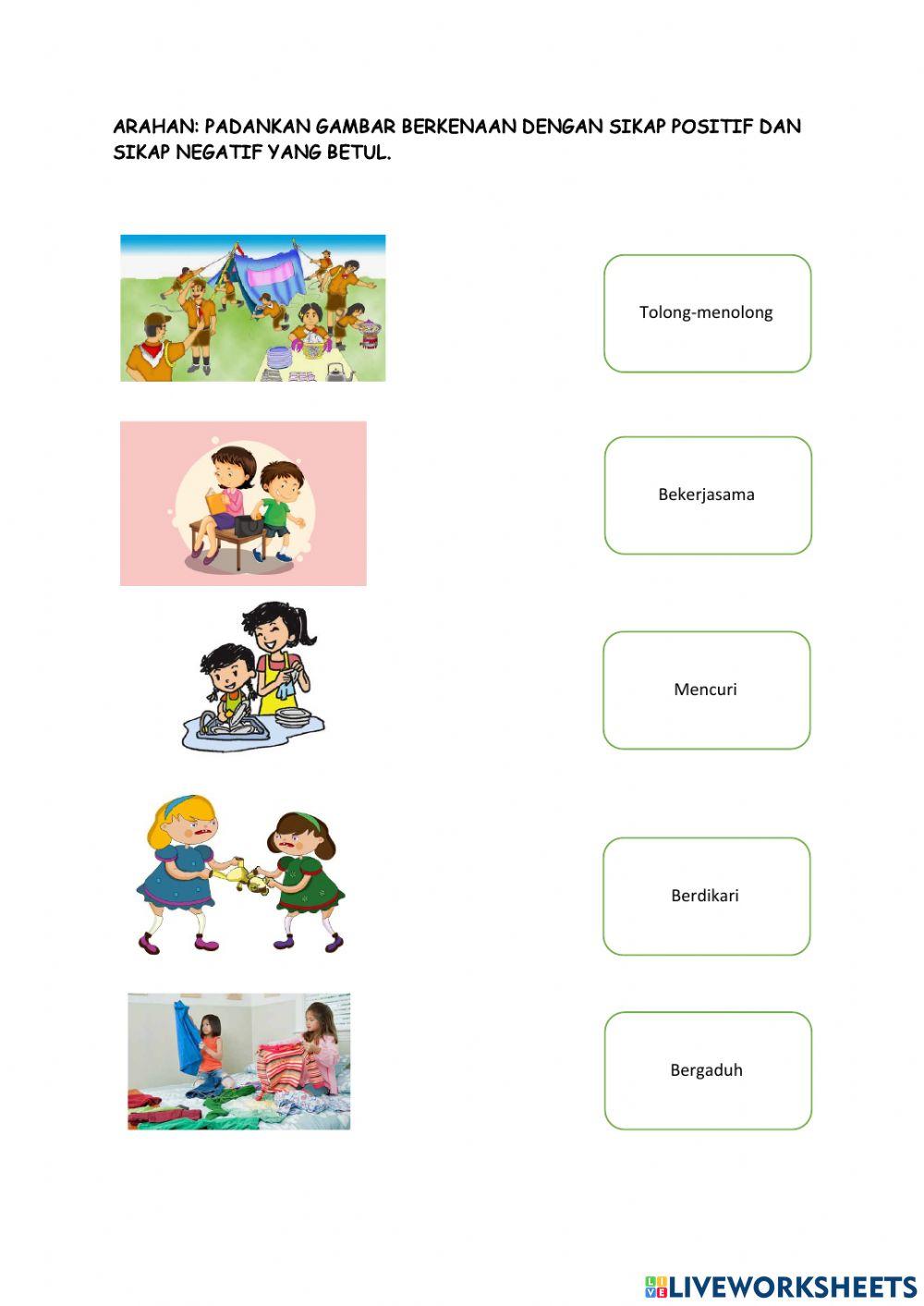 Padankan sikap yang betul worksheet | Live Worksheets