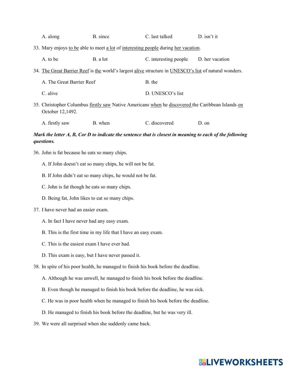 Practice Test 11 1817881 | Tran Huong | Live Worksheets