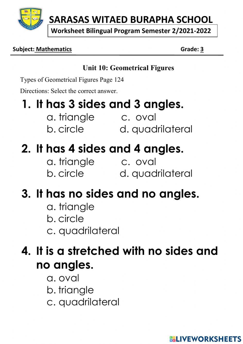 Types of Geometrical Figures worksheet | Live Worksheets