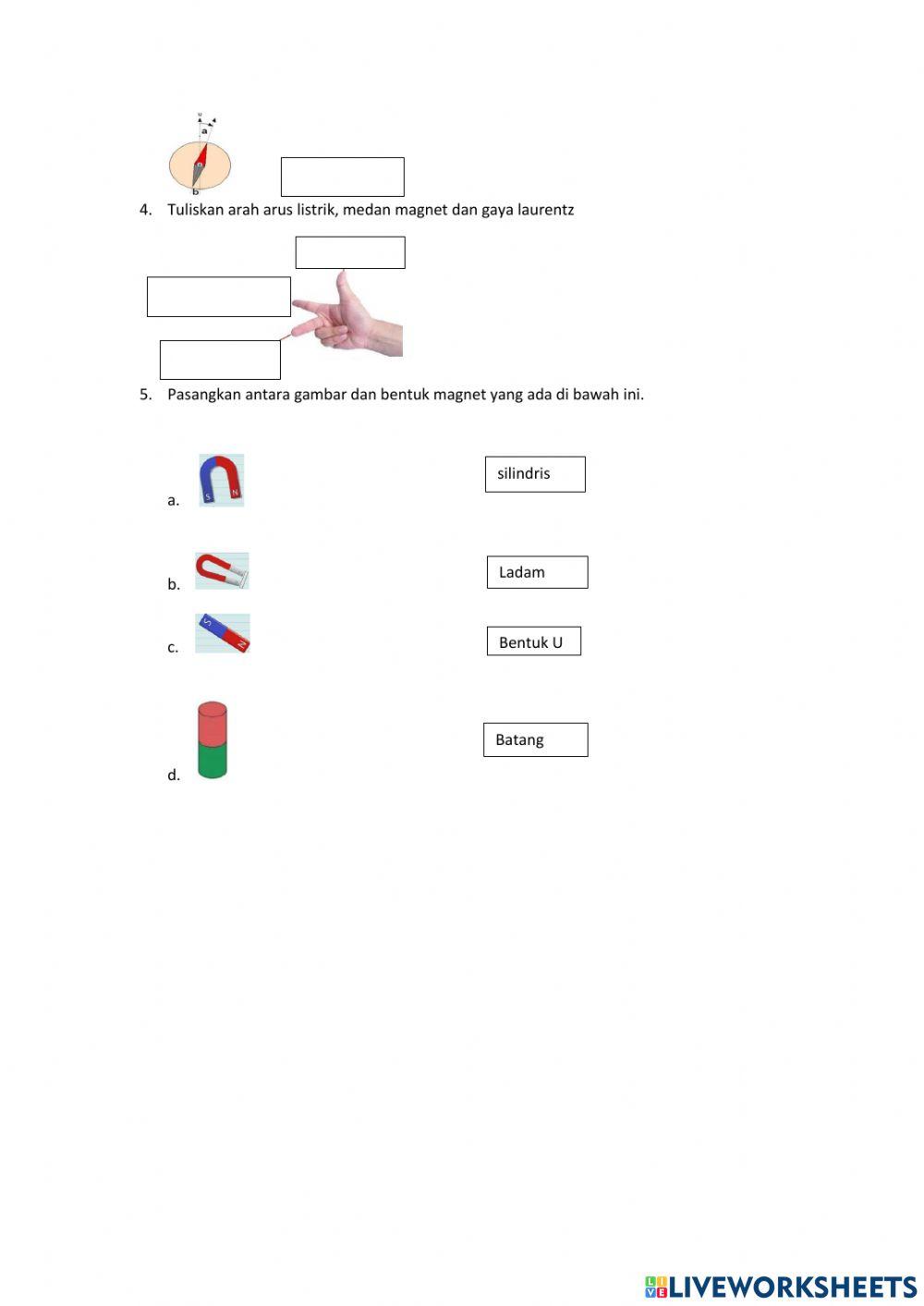 Kemagnetan online pdf worksheet | Live Worksheets