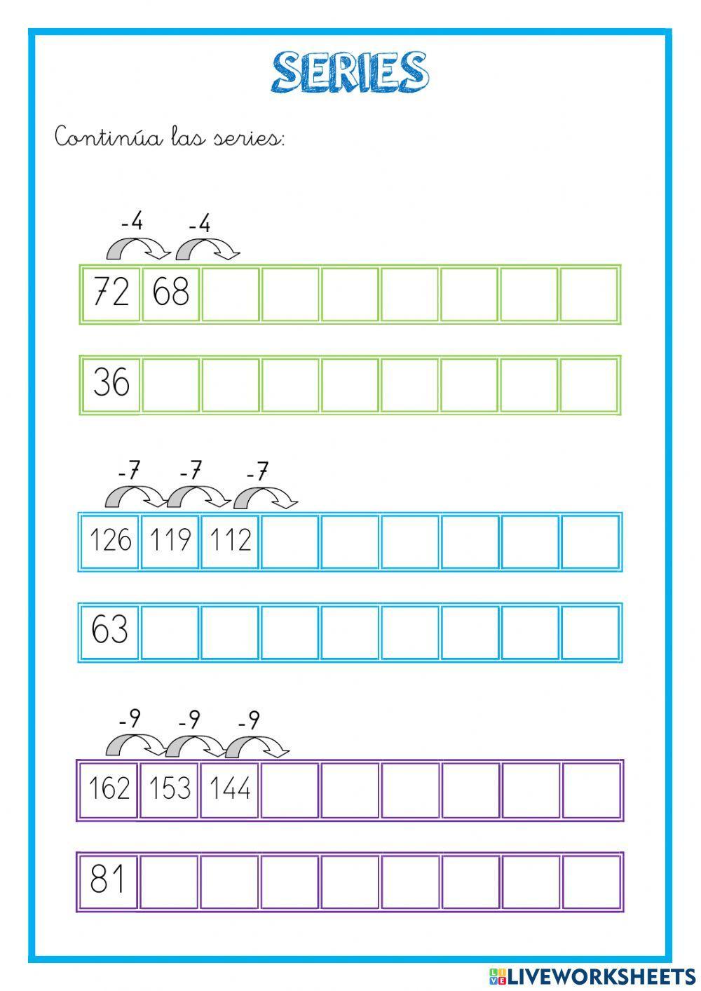 Series resta | Maartaa | Live Worksheets